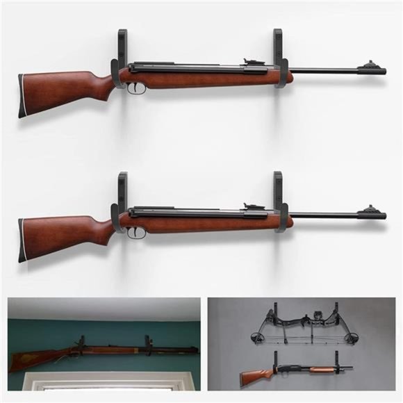 Wall Decor | Gmw Metal Gun Rack With Cable Lock Hole Gun Hook Wall ...